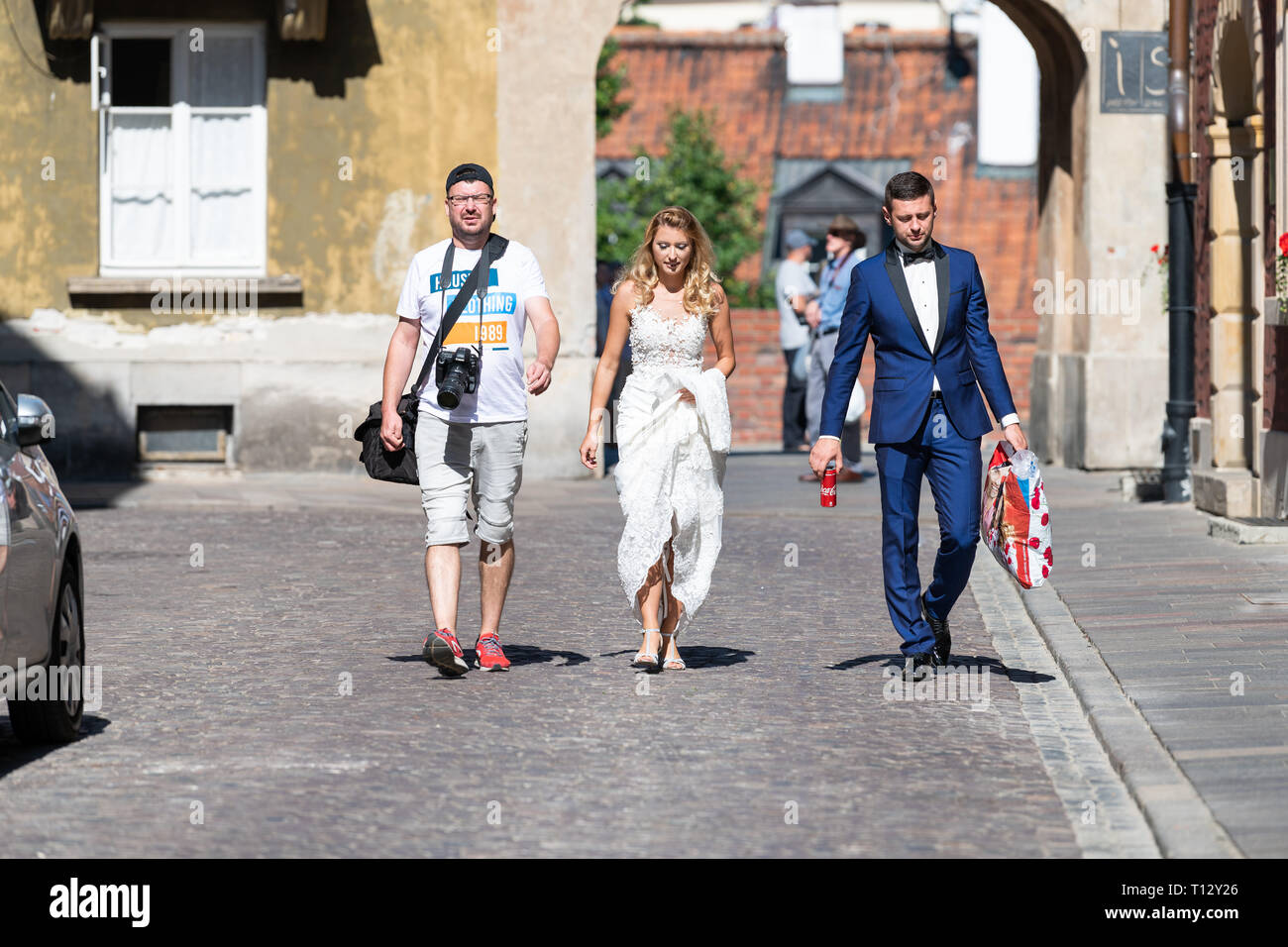 Warsaw, Poland - August 22, 2018: Old town cobblestone street day and ...