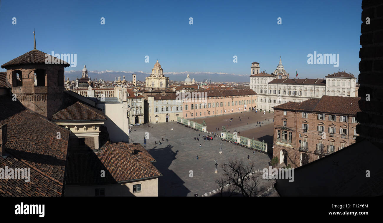 TURIN, ITALY - CIRCA FEBRUARY 2019: Aerial view of the city Stock Photo ...