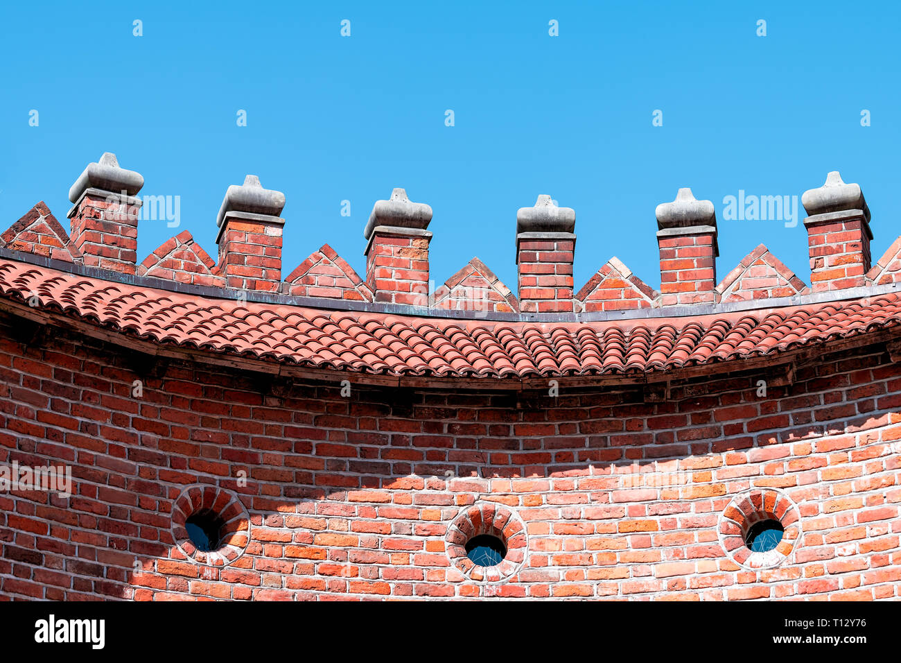 Warsaw, Poland Famous old town historic brick barbican in capital city ...