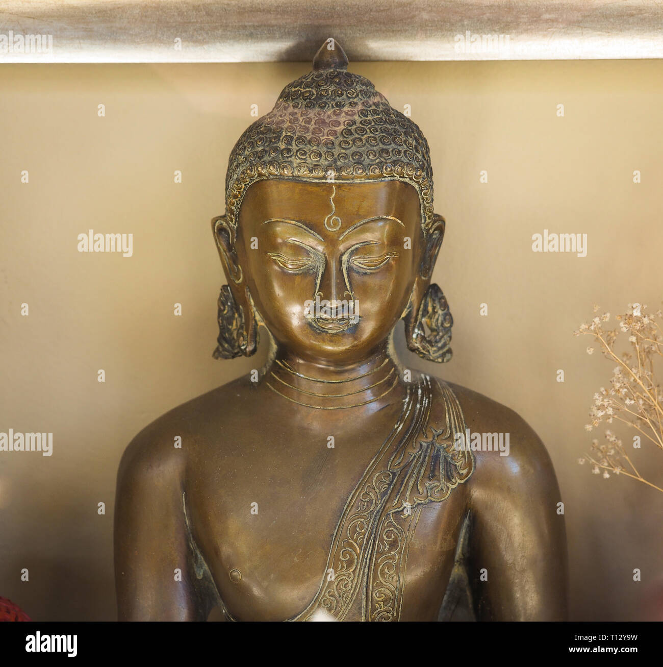 Bronze statue of the seated Buddha (aka the enlightened one Stock Photo ...