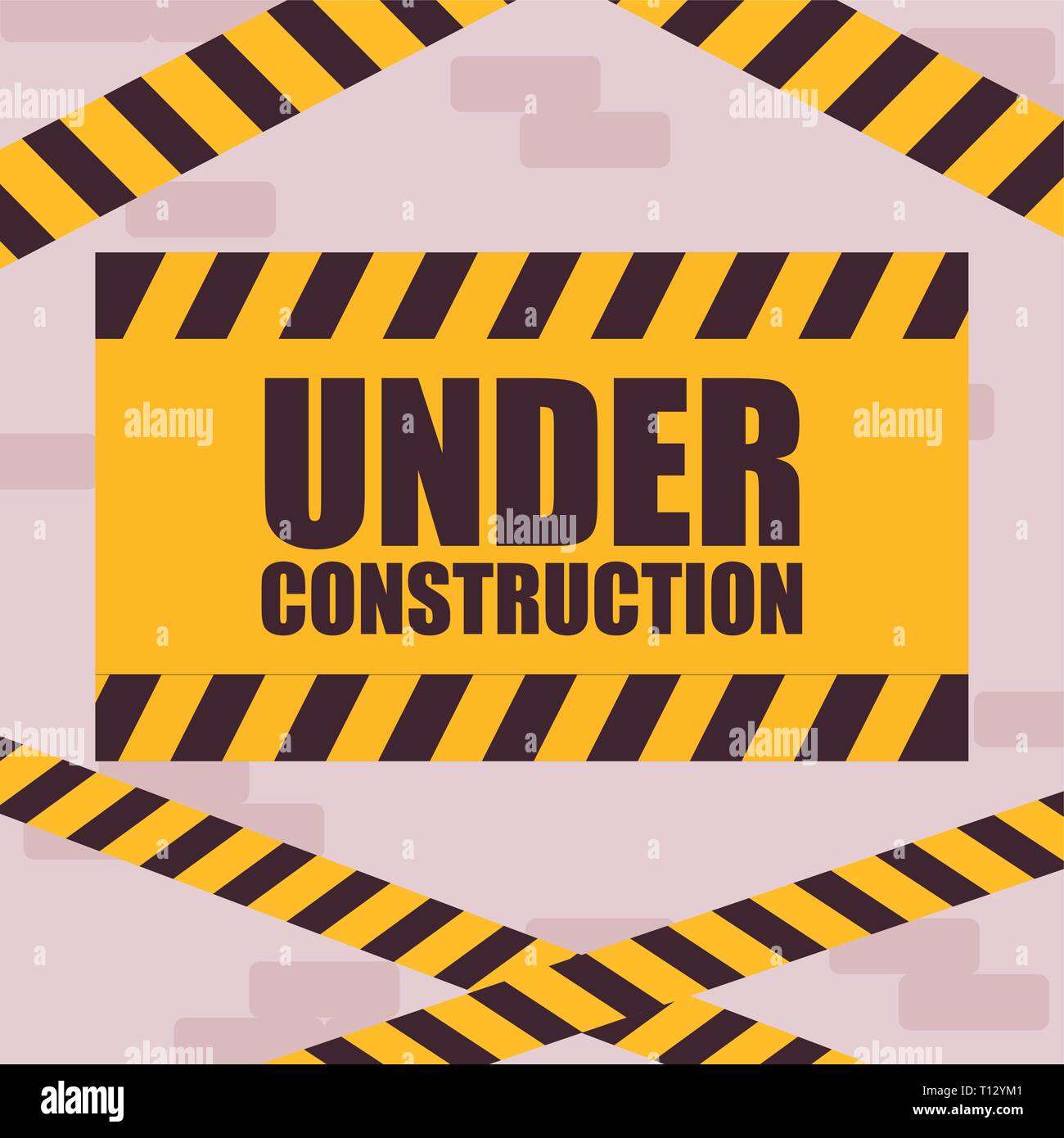 under construction label with caution tape vector illustration design ...