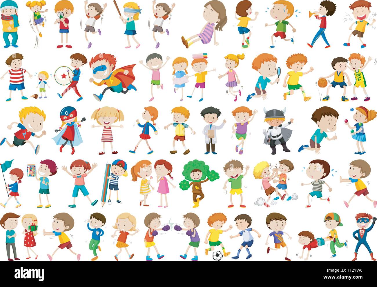 Set cartoon people children playing hi-res stock photography and images ...