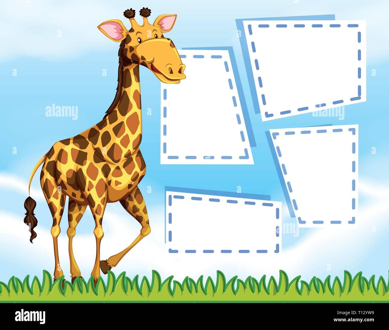 A giraffe on blank note template illustration Stock Vector Image & Art ...