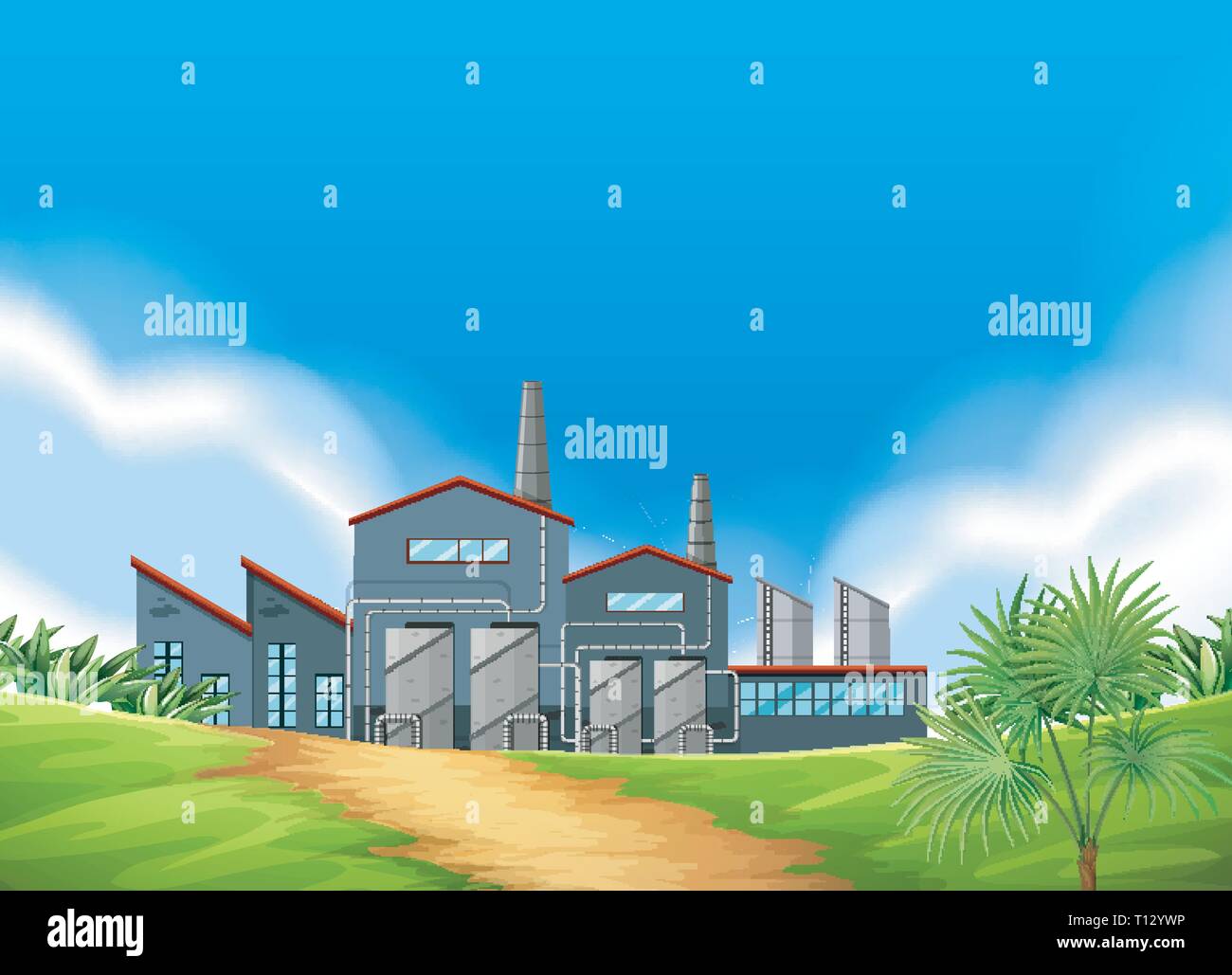 A factory scene in nature illustration Stock Vector Image & Art - Alamy