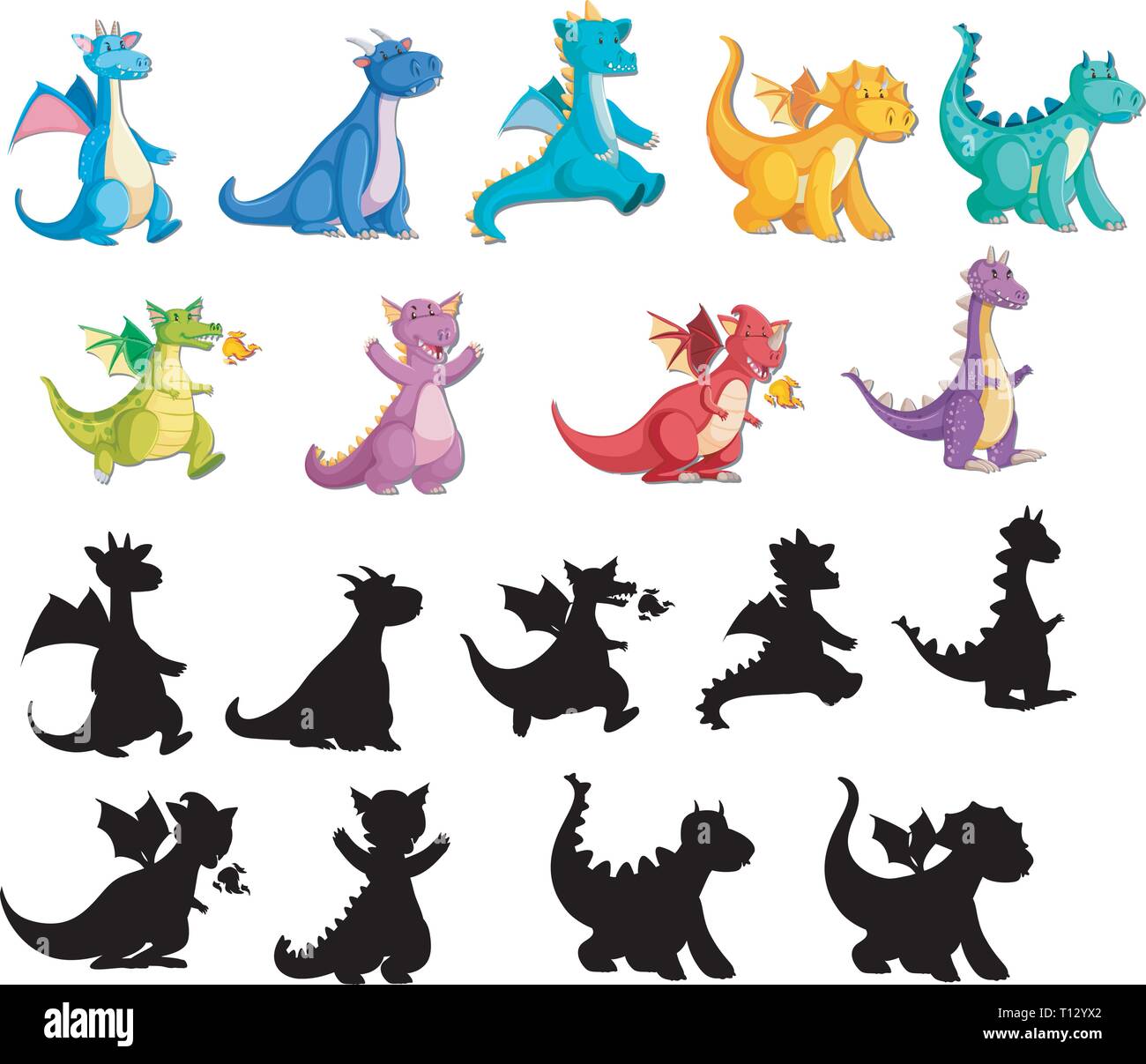 Set of cute dragon illustration Stock Vector Image & Art - Alamy