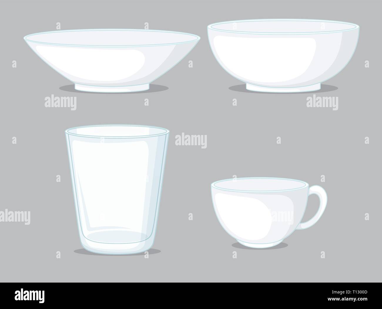 Set of bowls and cups illustration Stock Vector Image & Art - Alamy