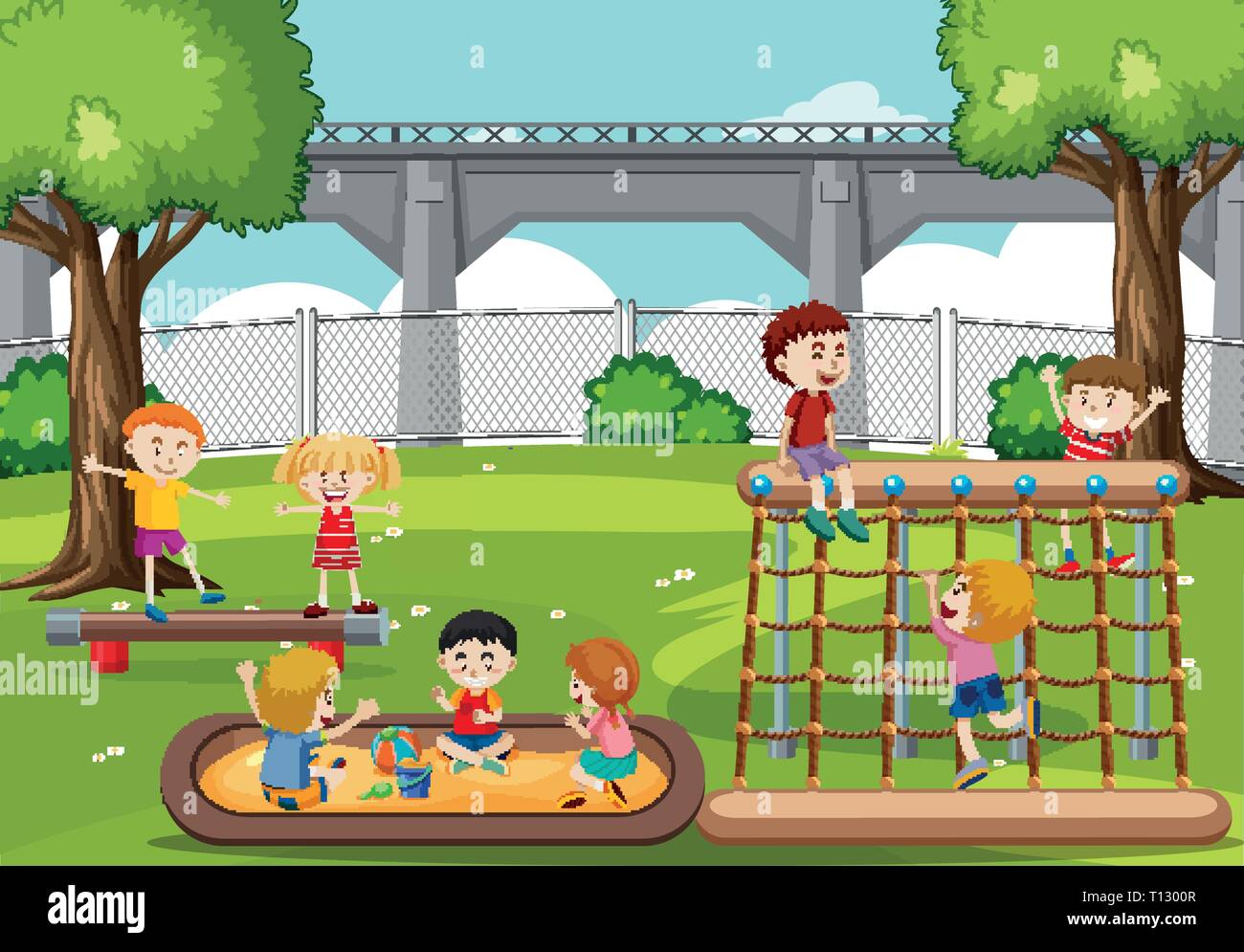 Children playing at the park illustration Stock Vector Image & Art - Alamy