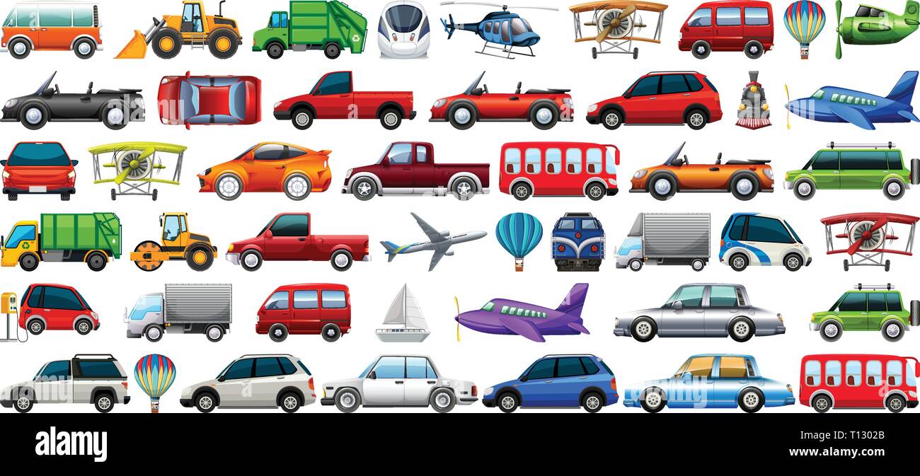 Set of transportation vehicle illustration Stock Vector Image & Art - Alamy