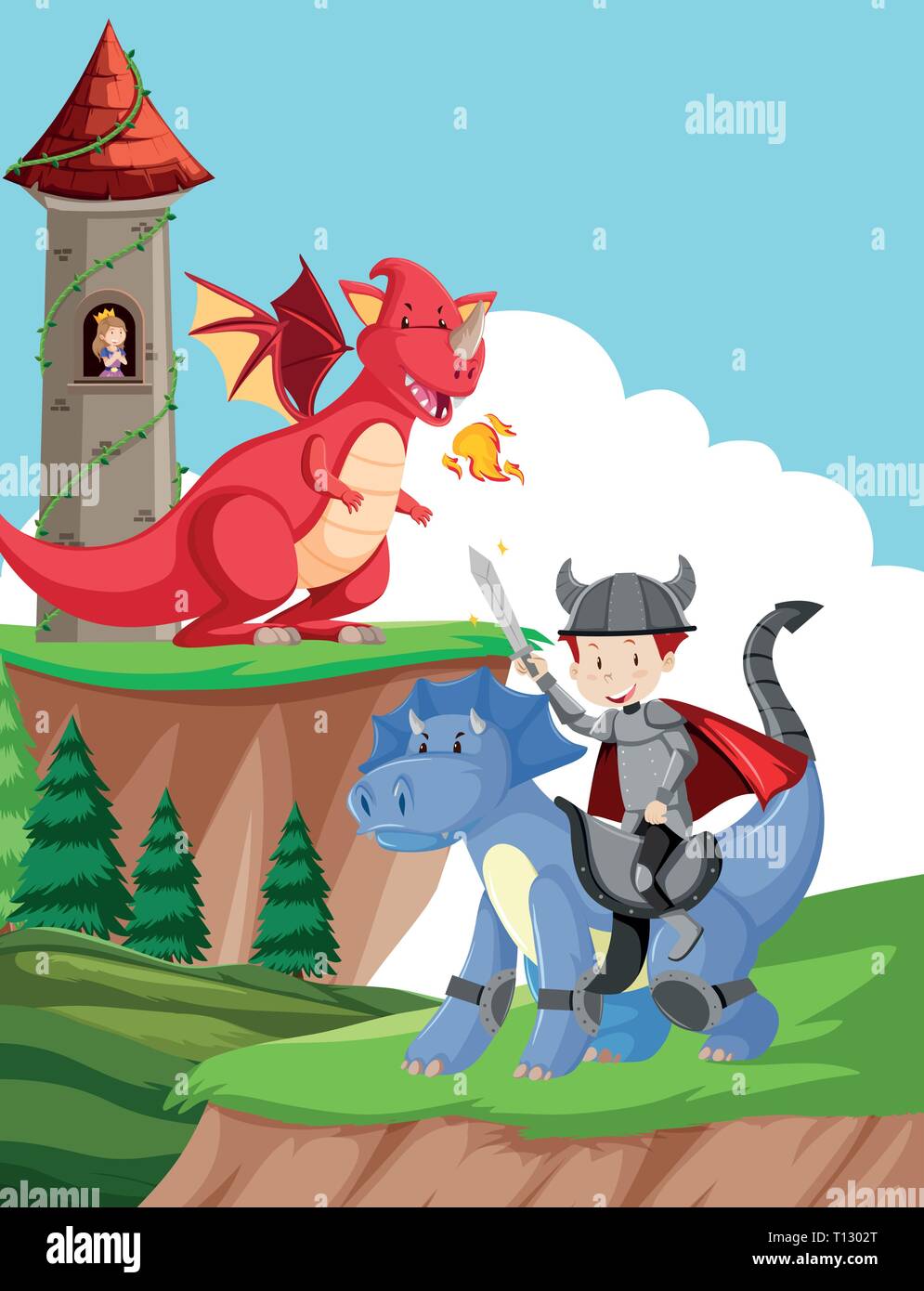 A night saving princess illustration Stock Vector Image & Art - Alamy