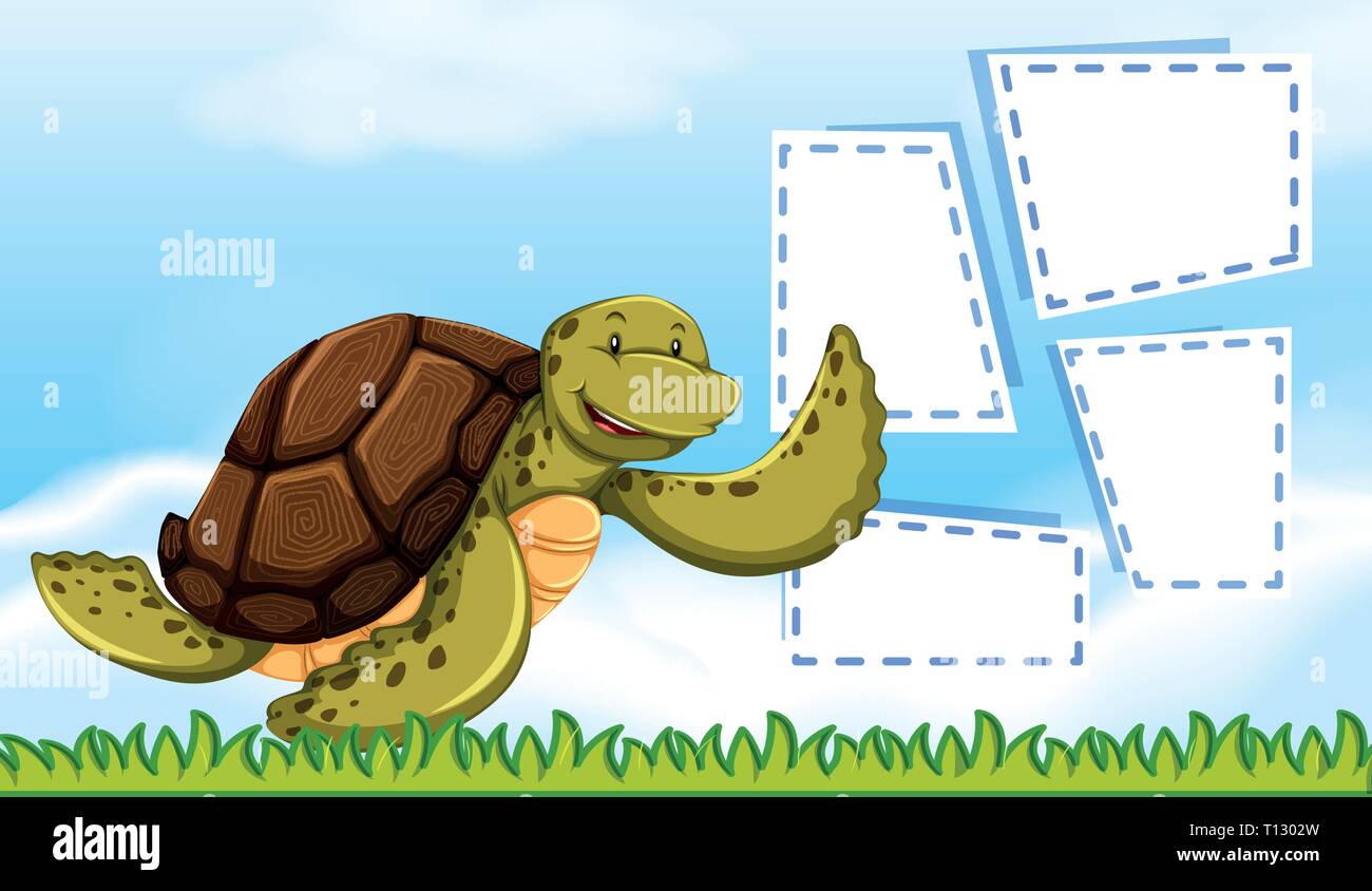 A sea turtle on balnk note illustration Stock Vector Image & Art - Alamy