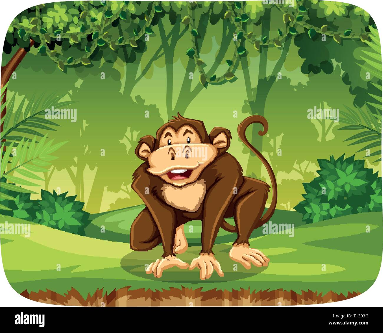 Rainforest Monkey Clipart Cute Jungle Monkeys Digital Clipart