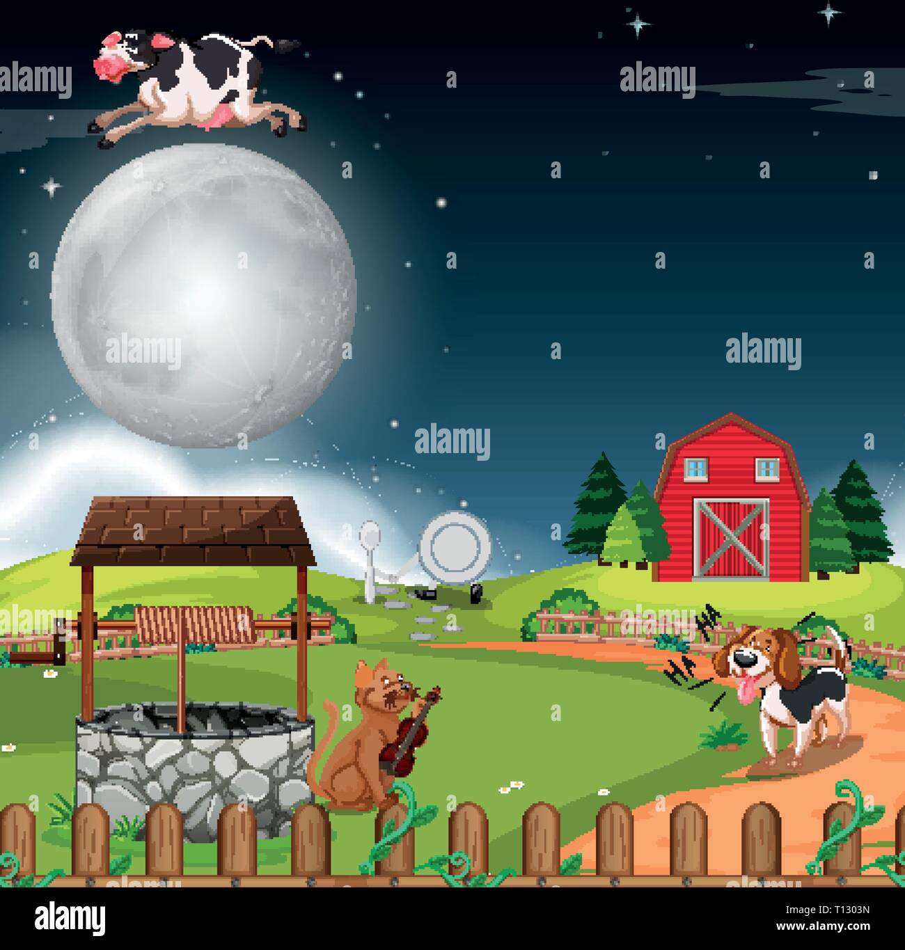 Scene rural fence Stock Vector Images - Alamy