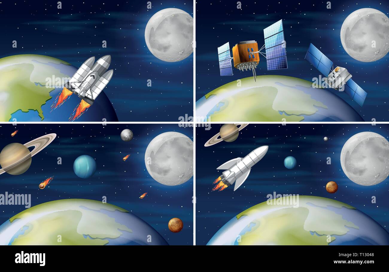 Space scene illustration hi-res stock photography and images - Alamy