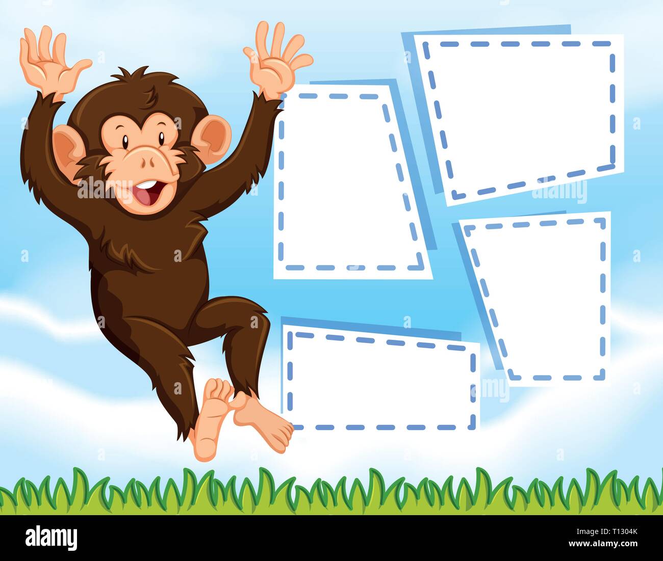 A monkey on blank note illustration Stock Vector Image & Art - Alamy