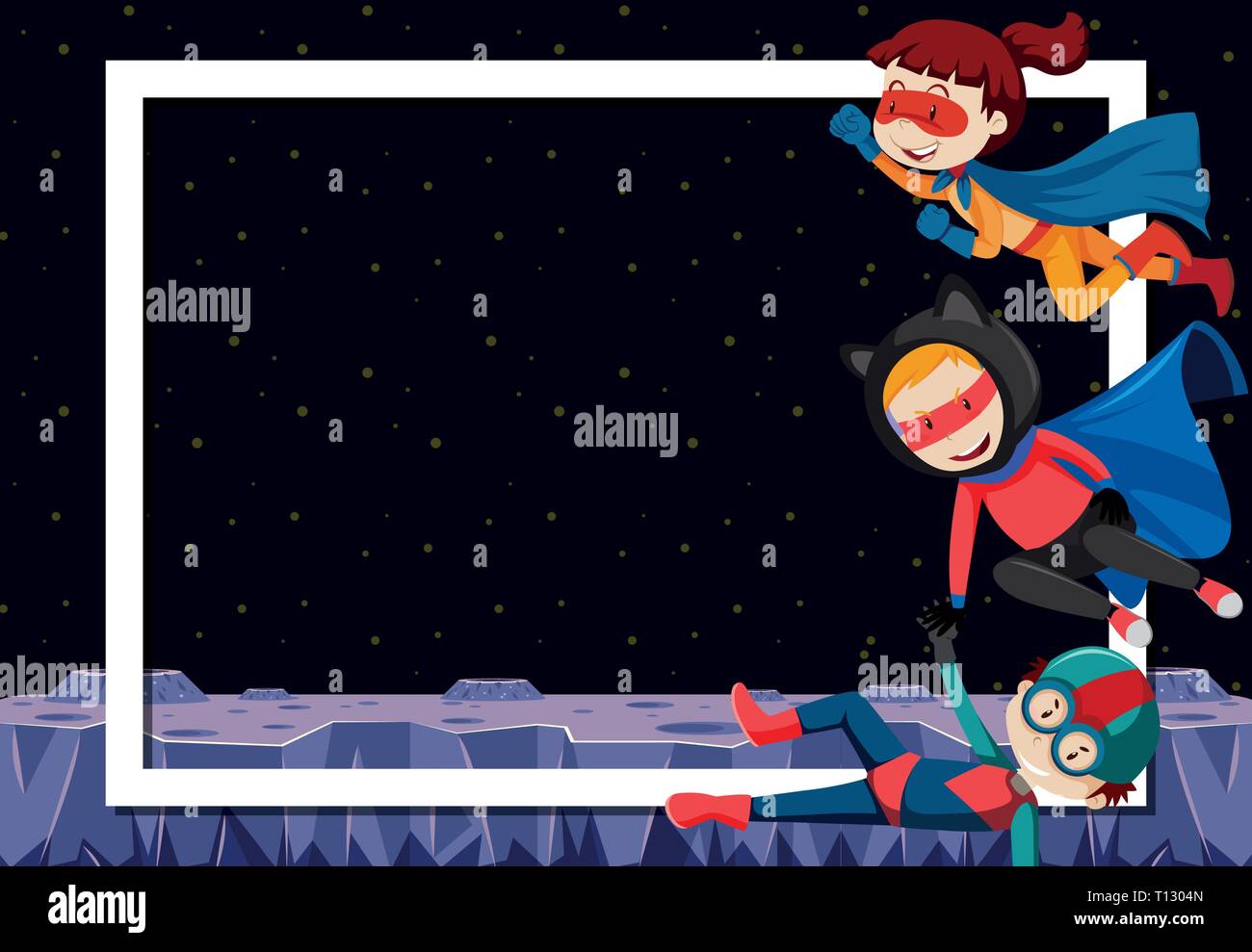 Superhero on blank border illustration Stock Vector Image & Art - Alamy