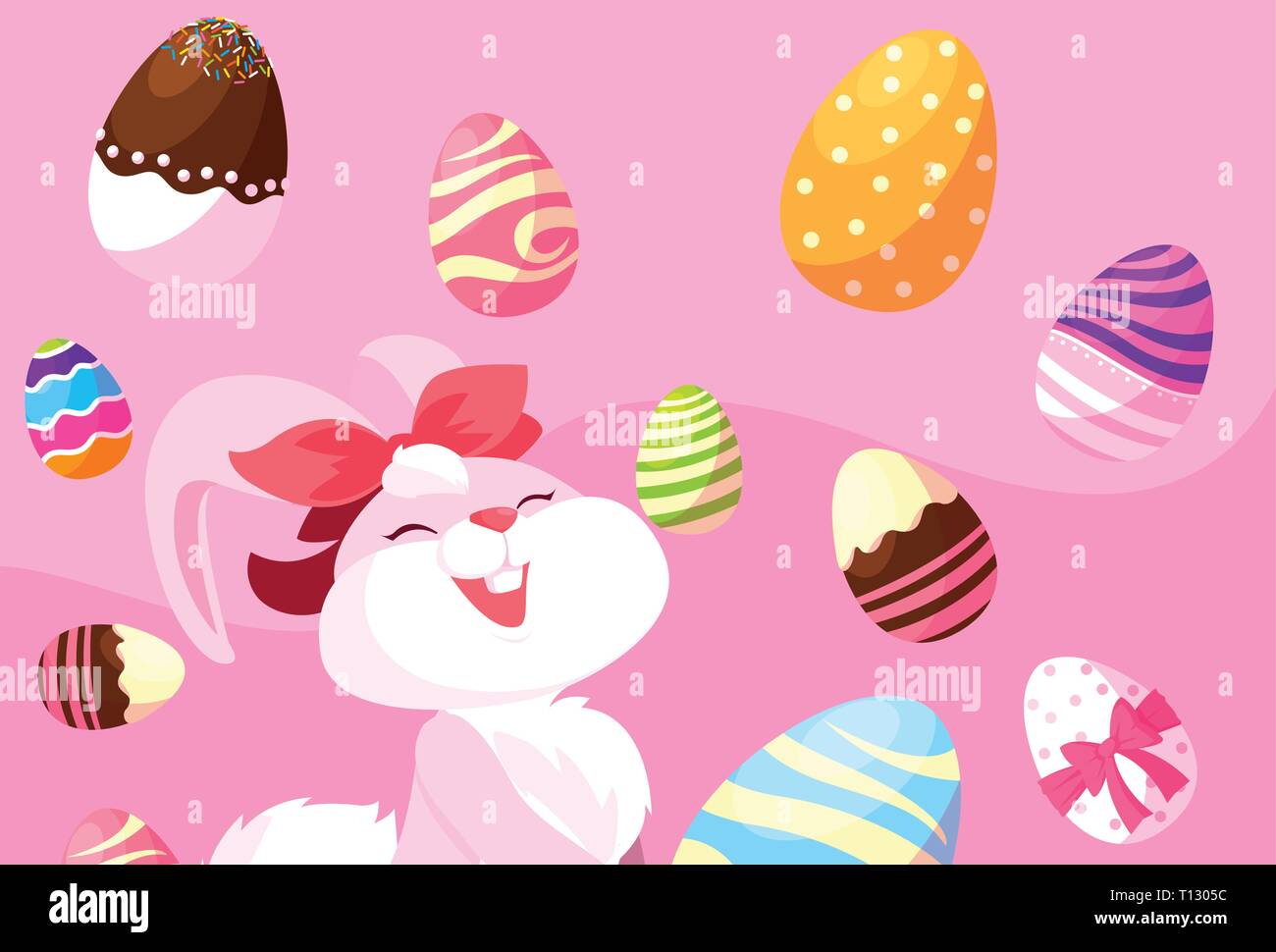 female rabbit with eggs of easter vector illustration design Stock ...