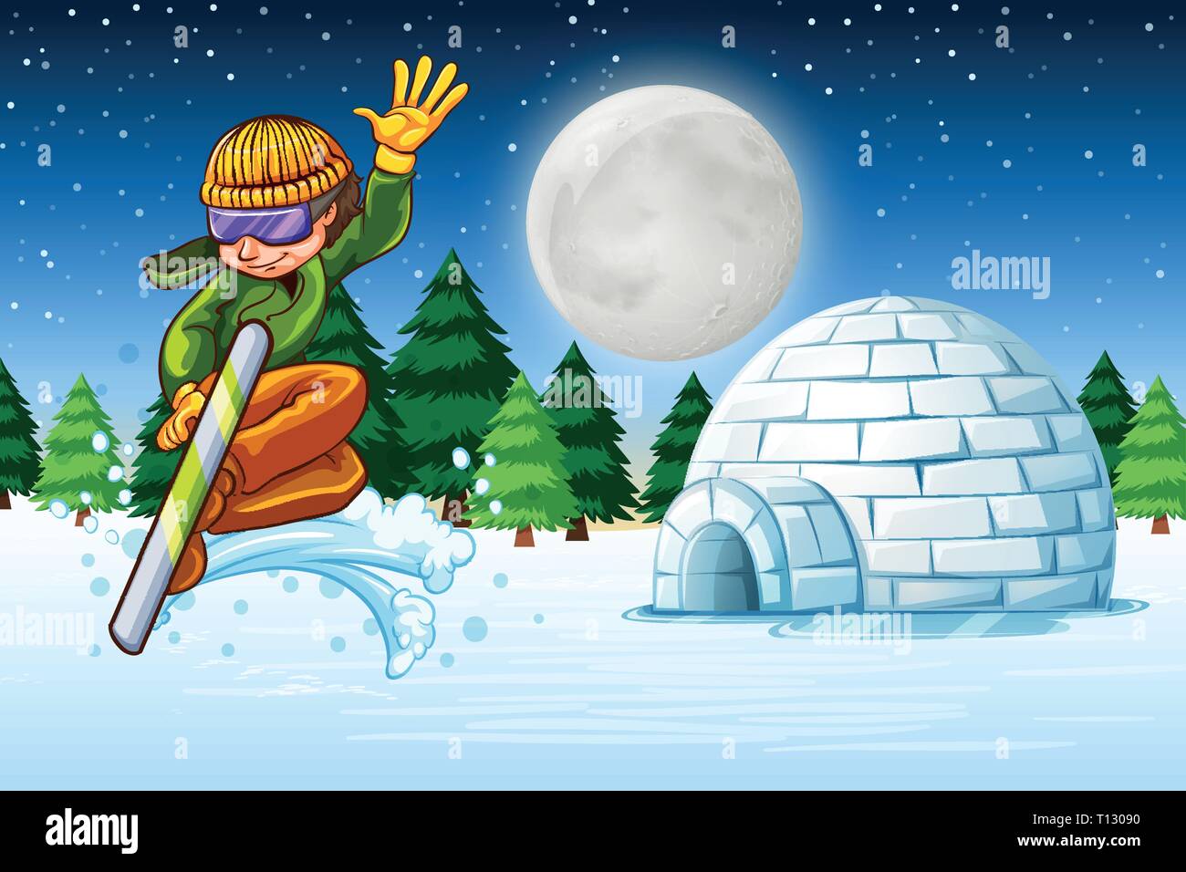 Man powder skiing Stock Vector Images - Alamy