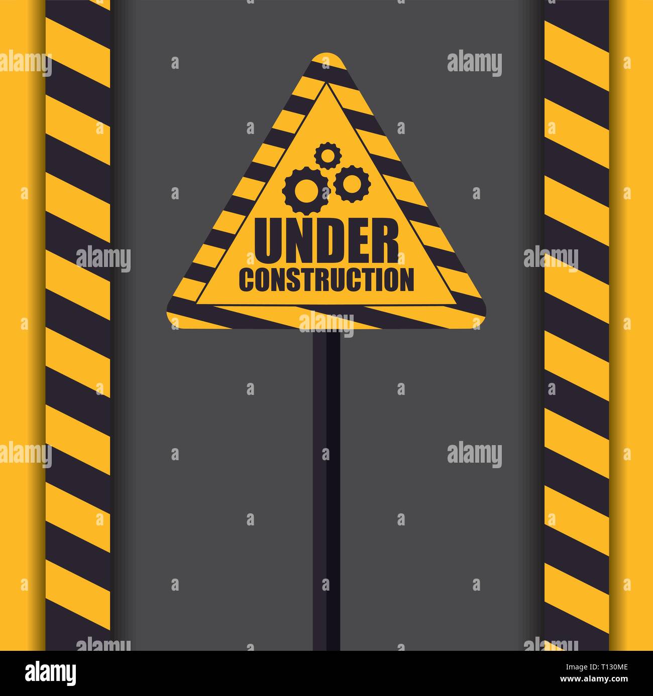 under construction label with traffic signals vector illustration ...