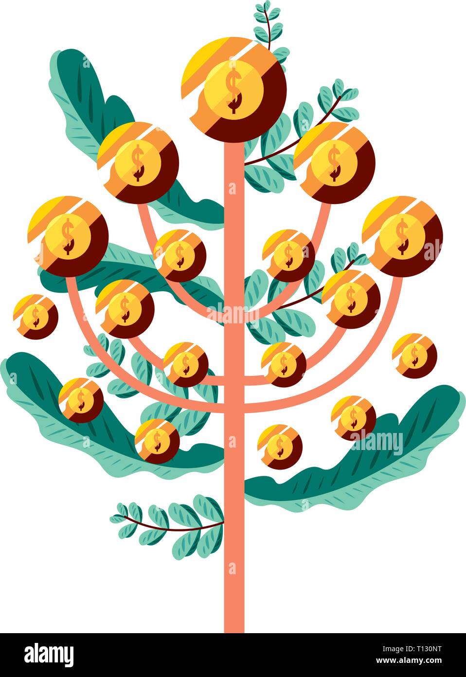 tree coins money growth on white background vector illustration Stock ...