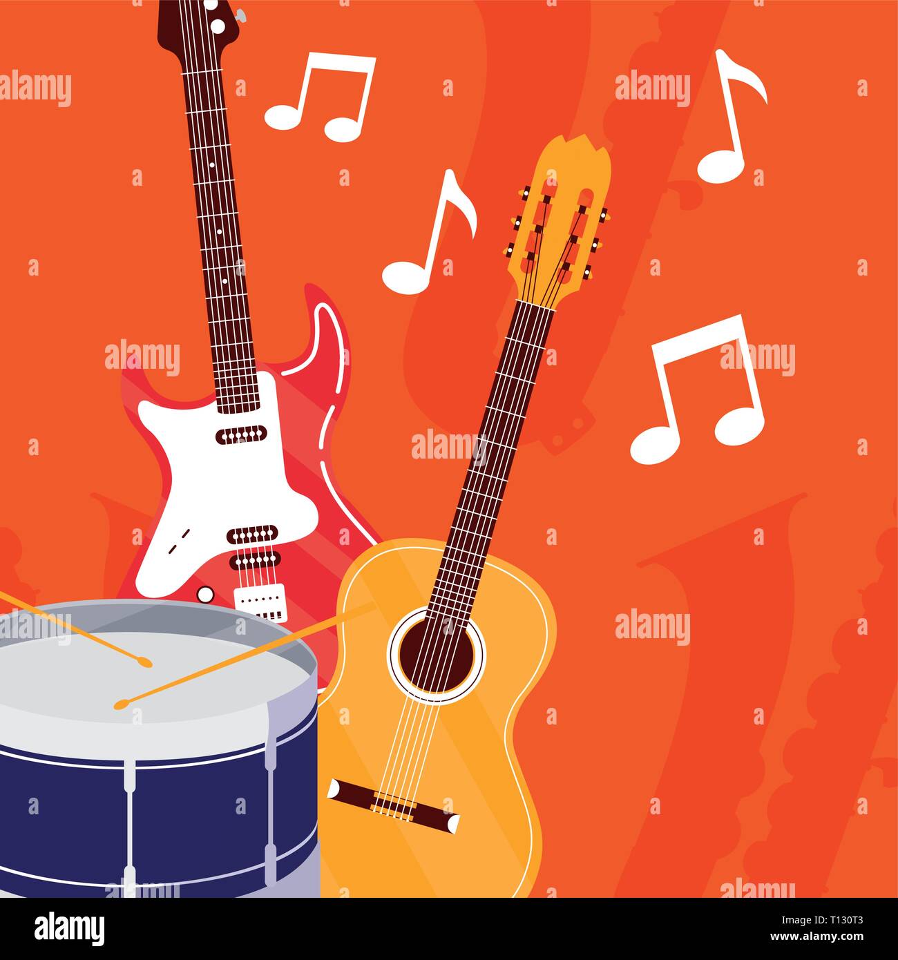 guitar electric and acoustic instruments vector illustration design ...