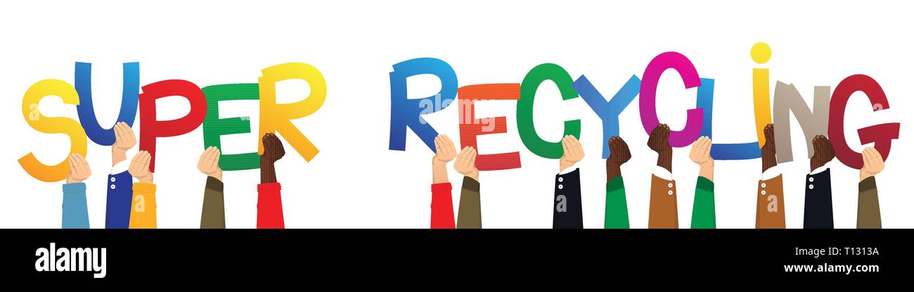 Diverse hands holding letters of the alphabet created the word Super ...