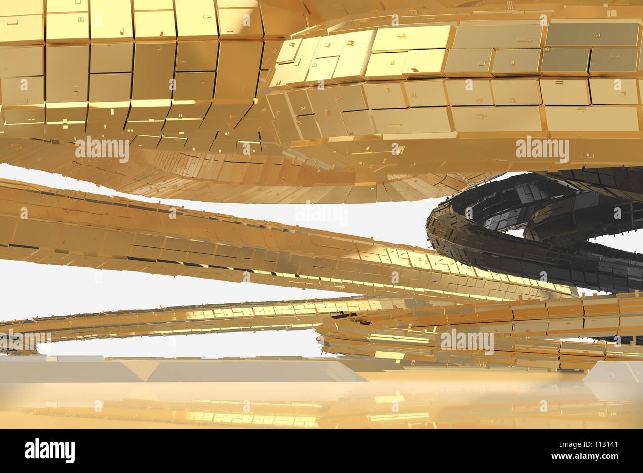 Abstract modern future architecture contains strange-shaped buildings ...