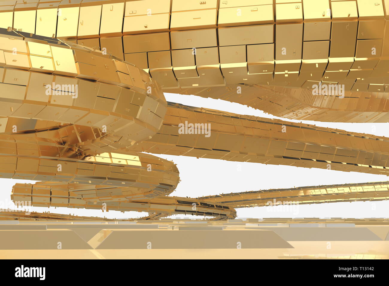 Abstract modern future architecture contains strange-shaped buildings ...