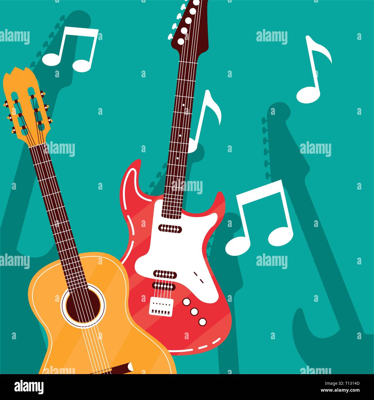 guitar electric and acoustic instruments vector illustration design ...