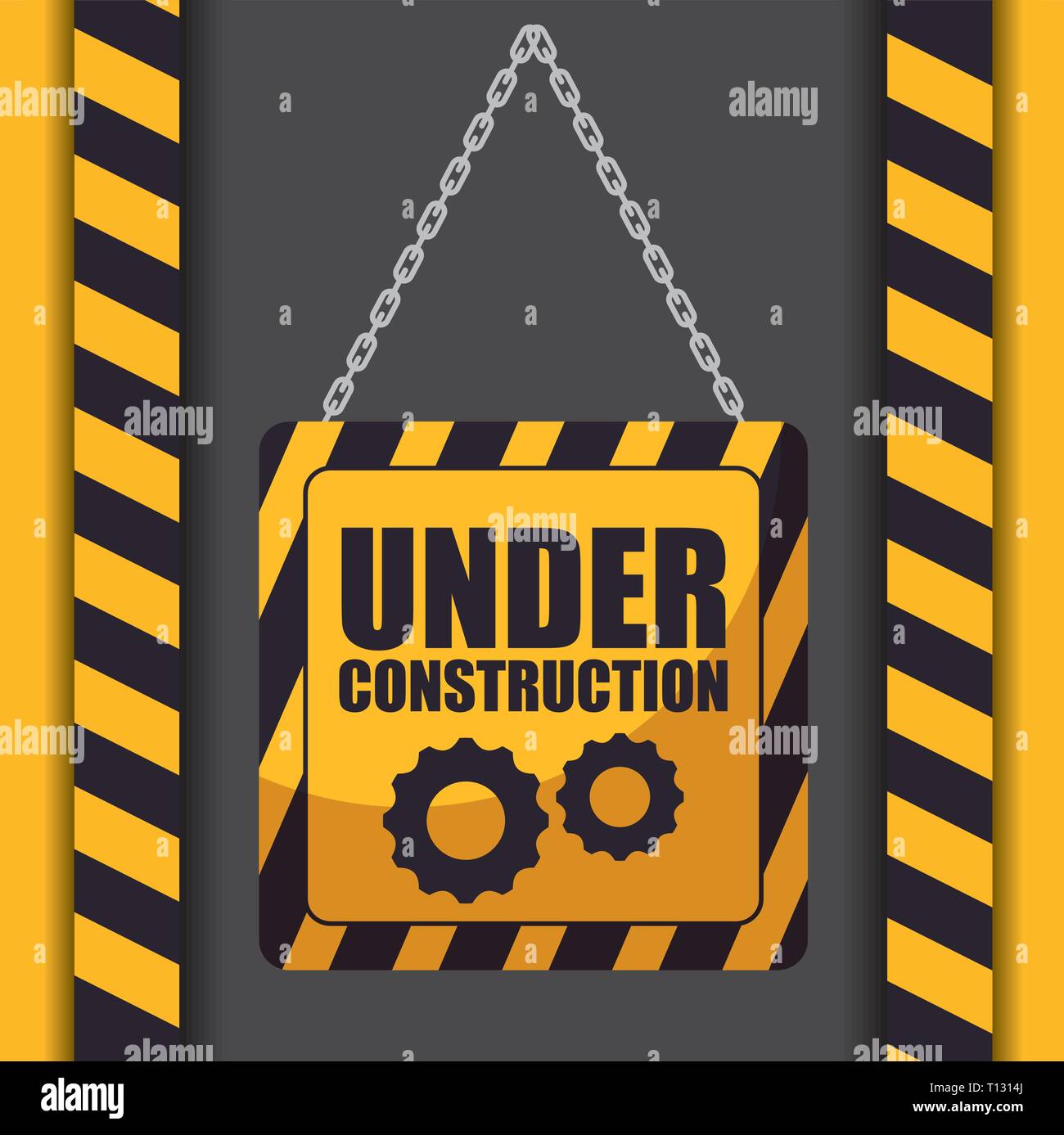 under construction label hanging vector illustration design Stock ...
