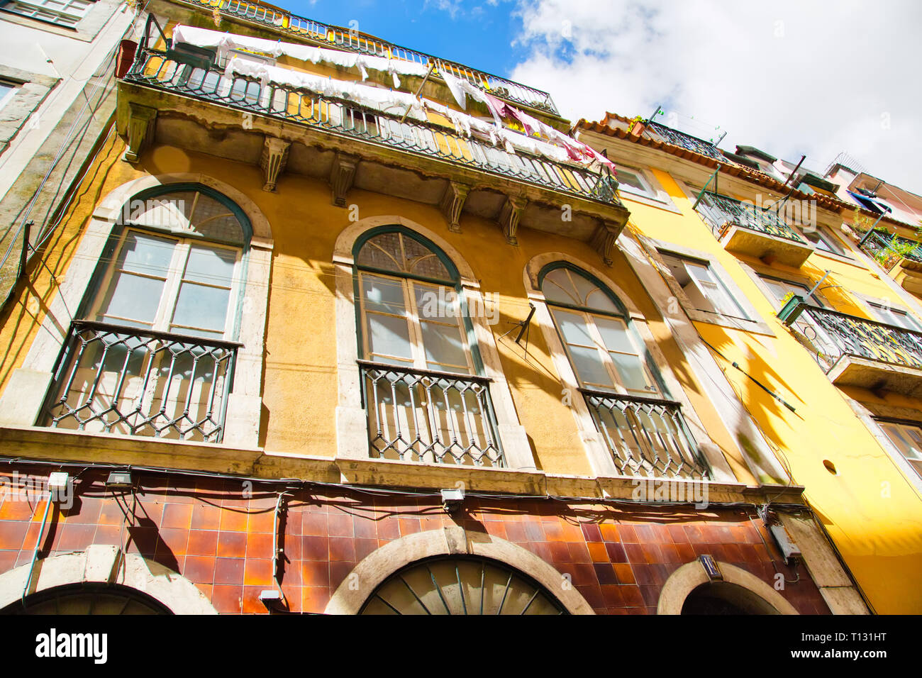 Colorful buildings of Lisbon historic center Stock Photo - Alamy