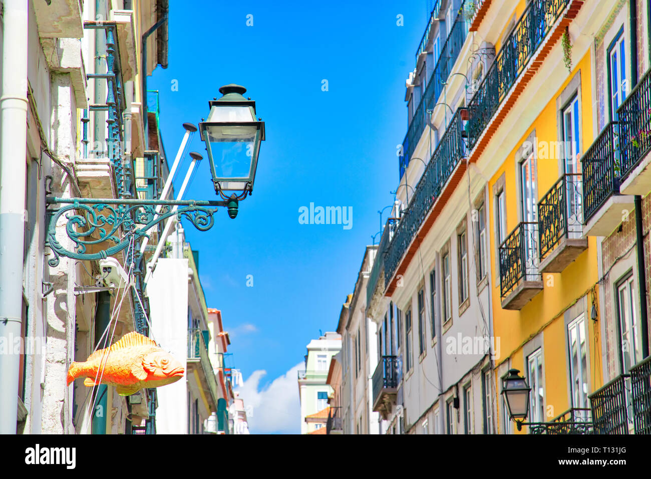 Colorful buildings of Lisbon historic center Stock Photo - Alamy