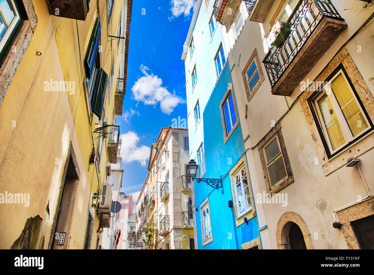 Colorful buildings of Lisbon historic center Stock Photo - Alamy