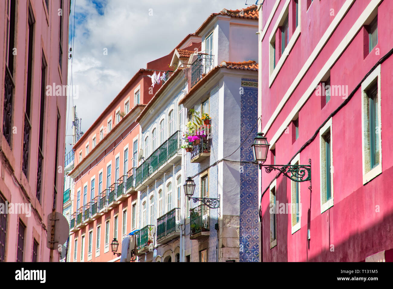 Colorful buildings of Lisbon historic center Stock Photo - Alamy