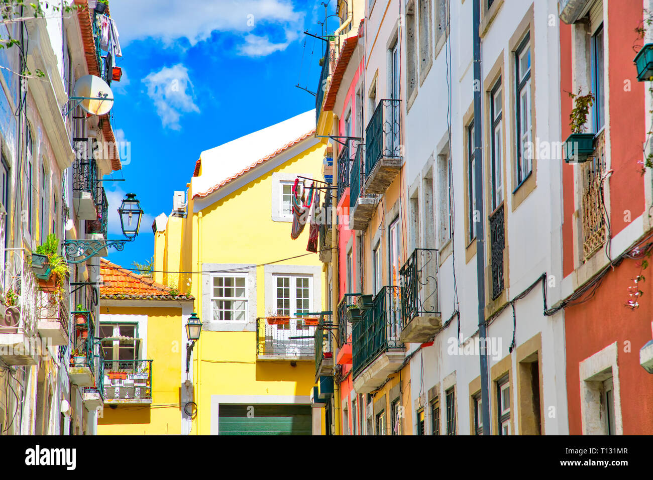 Colorful buildings of Lisbon historic center Stock Photo - Alamy
