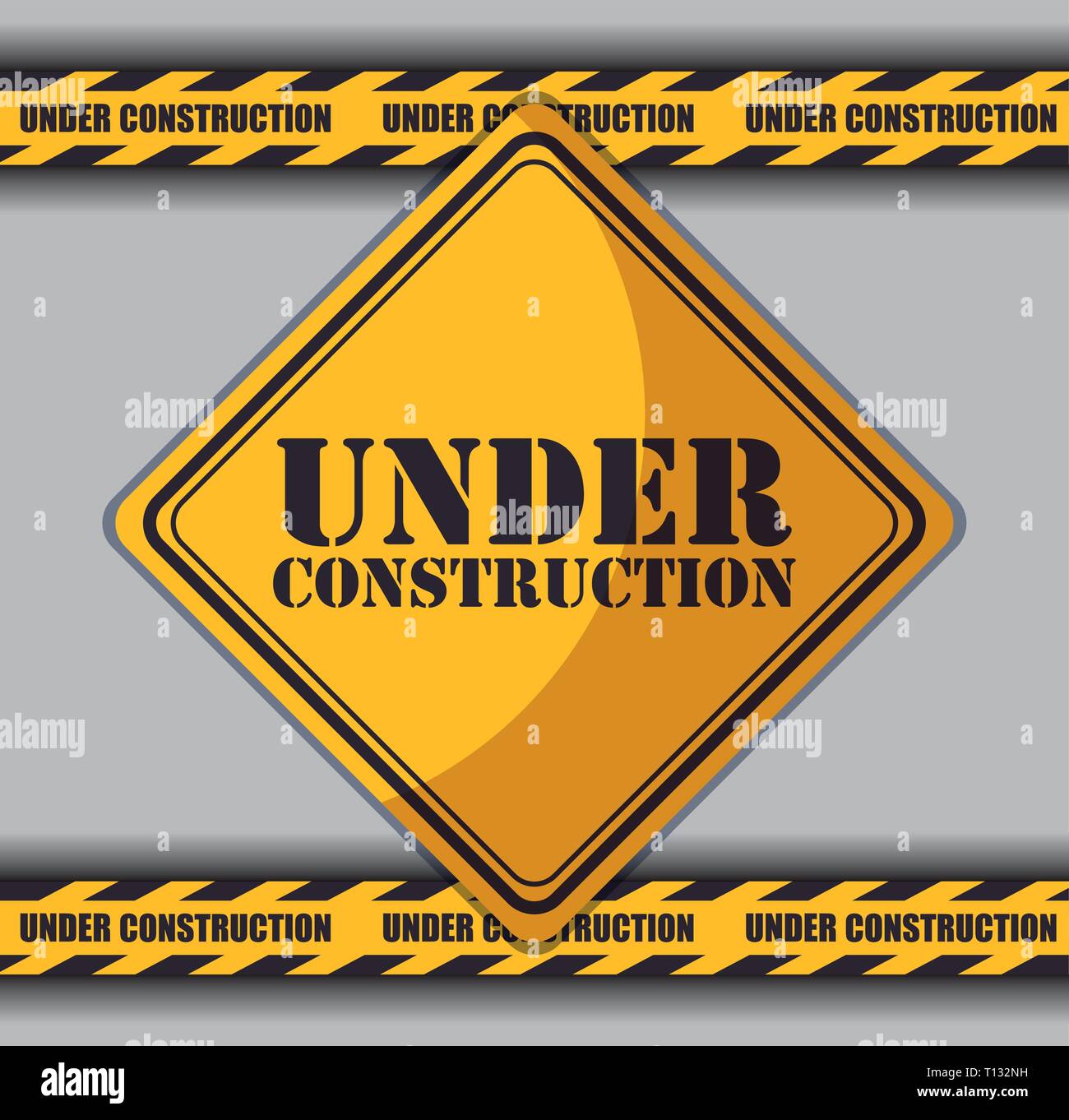 under construction label with traffic signals vector illustration ...