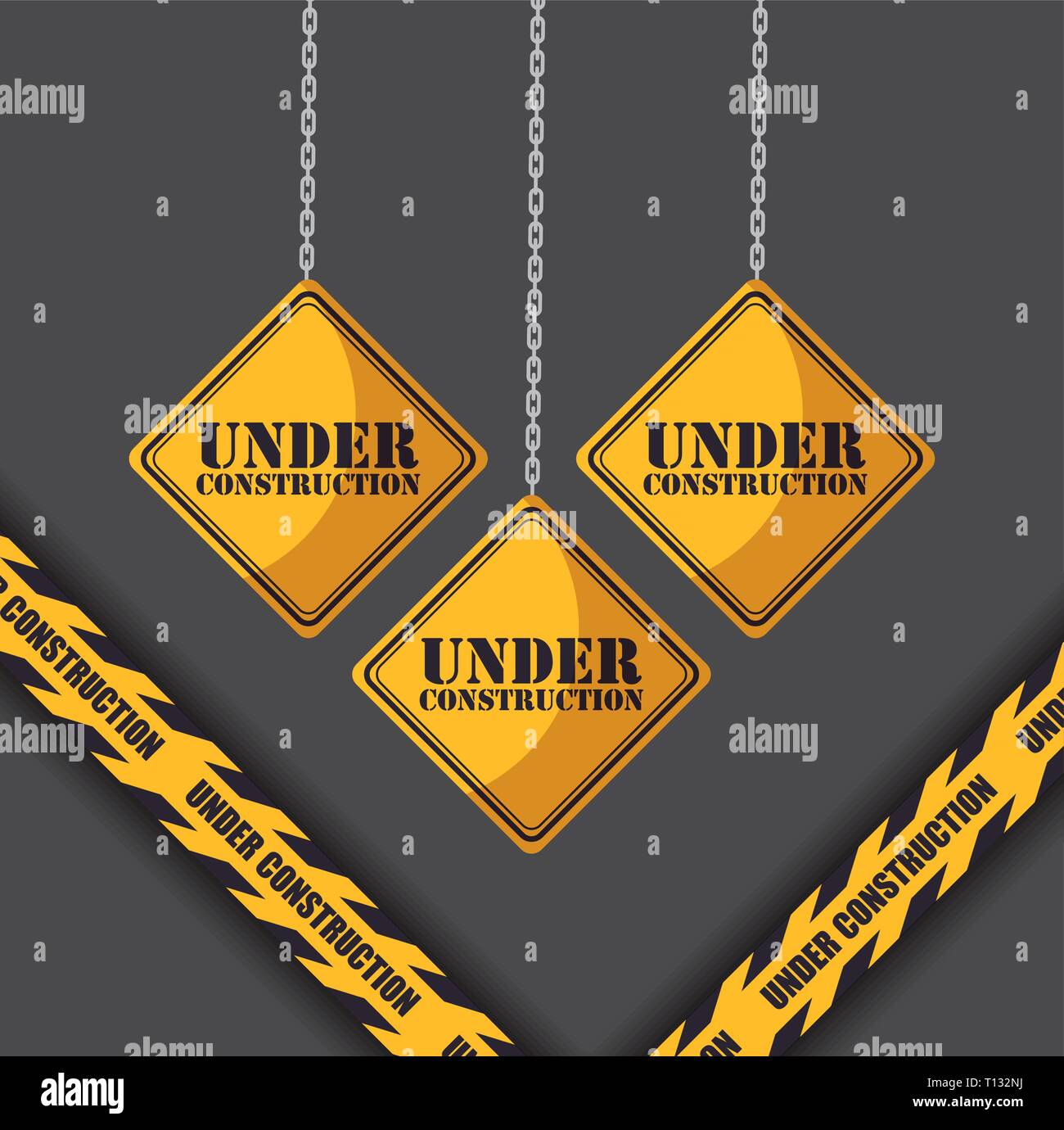 under construction labels hanging vector illustration design Stock ...