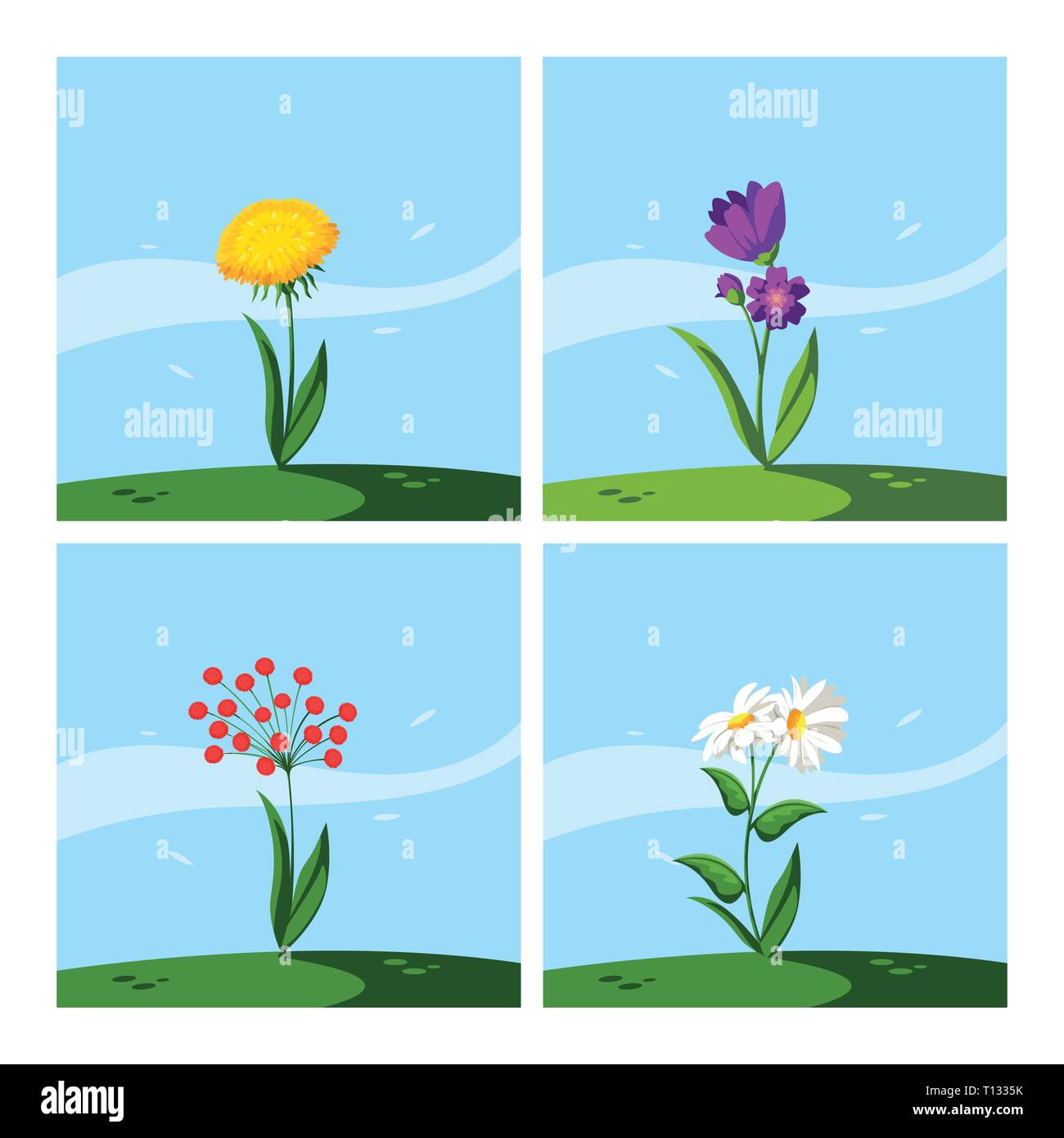 set of beautiful spring flowers vector illustration design Stock Vector ...