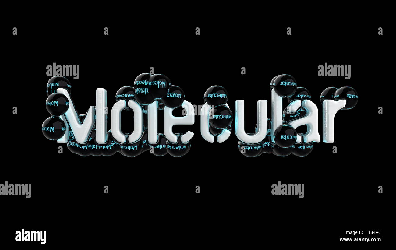 Model of abstract molecular structure with word lettering made by white ...