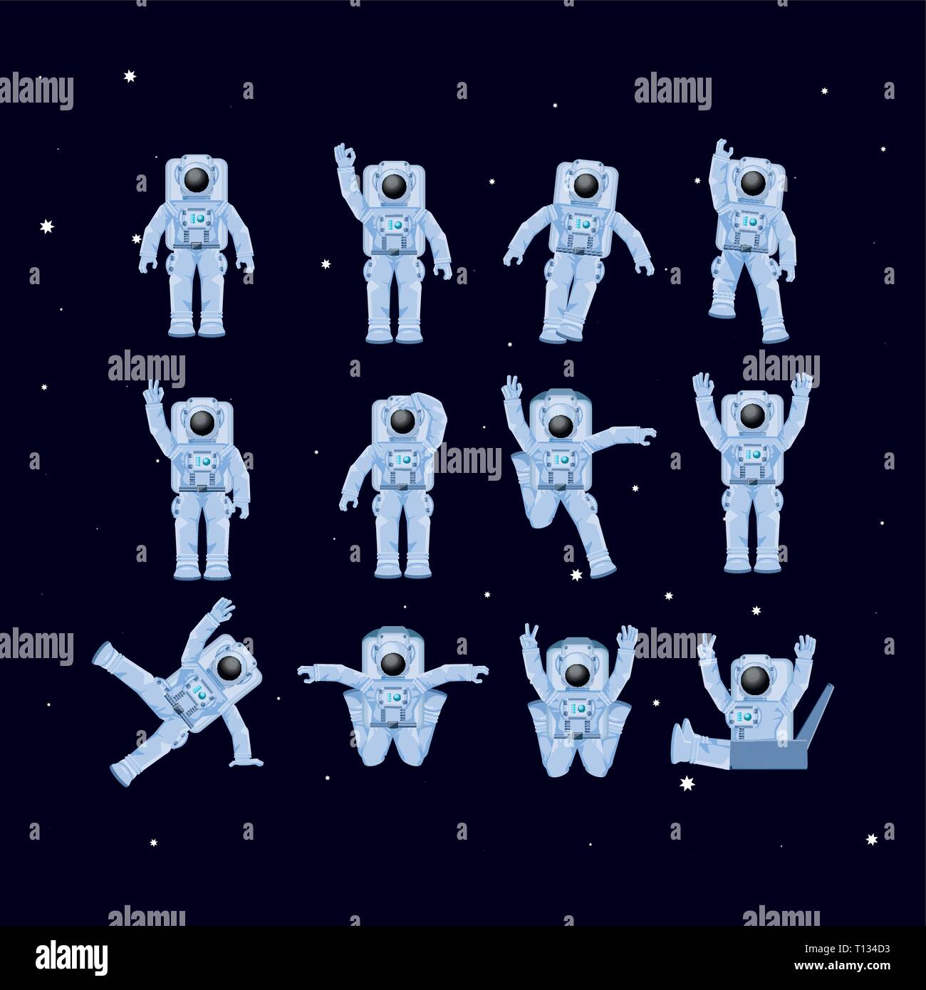 astronauts in the space characters vector illustration design Stock ...