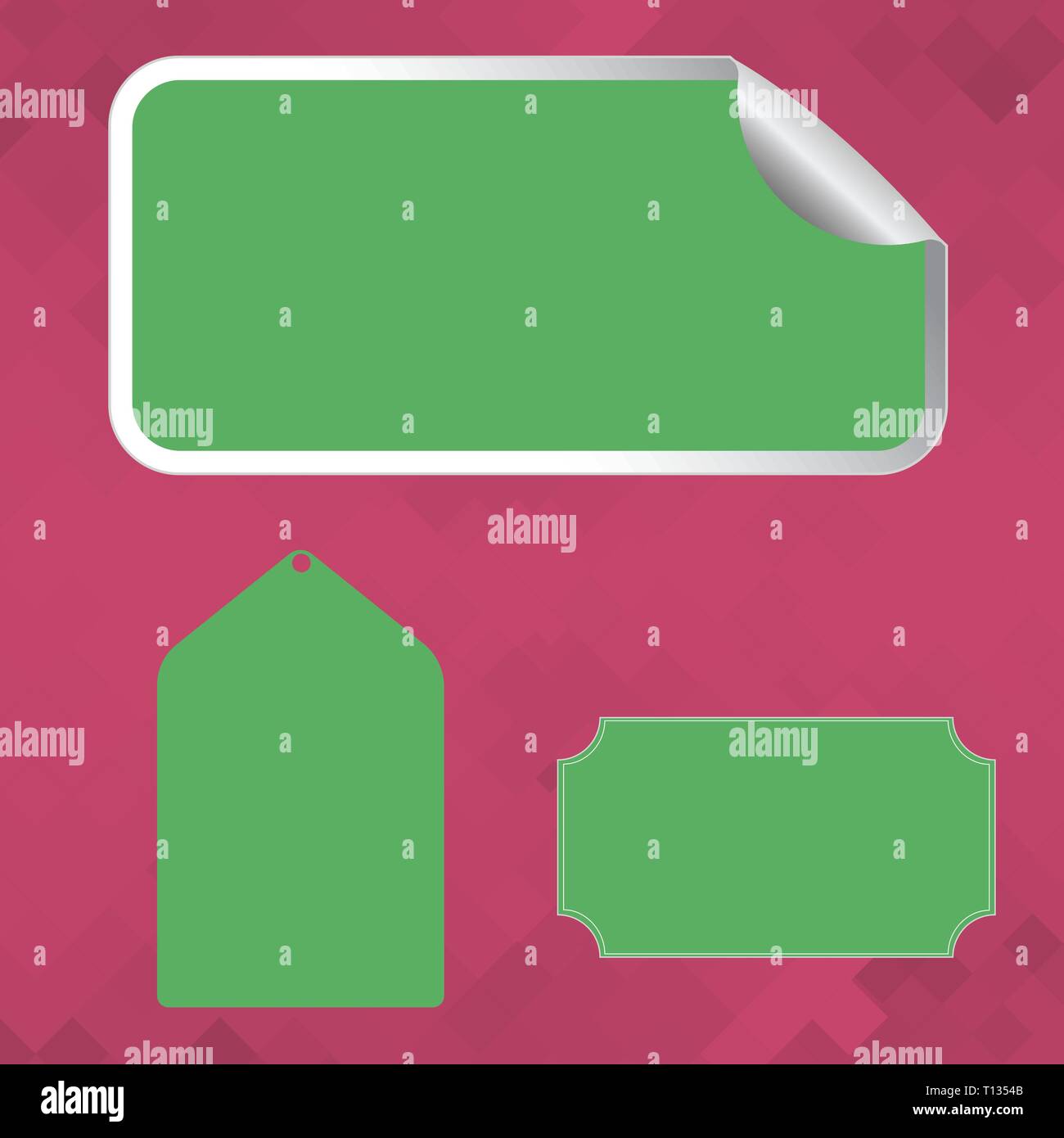 Blank Color Label, Self Adhesive Sticker with Border, Bended Corner and ...