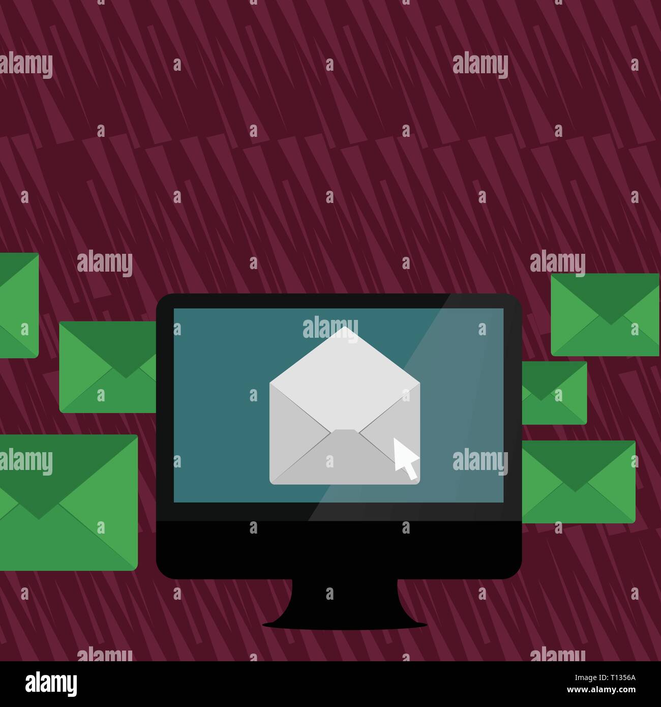 Open Color Envelope inside Computer Screen. Letter Casing Surrounds the ...