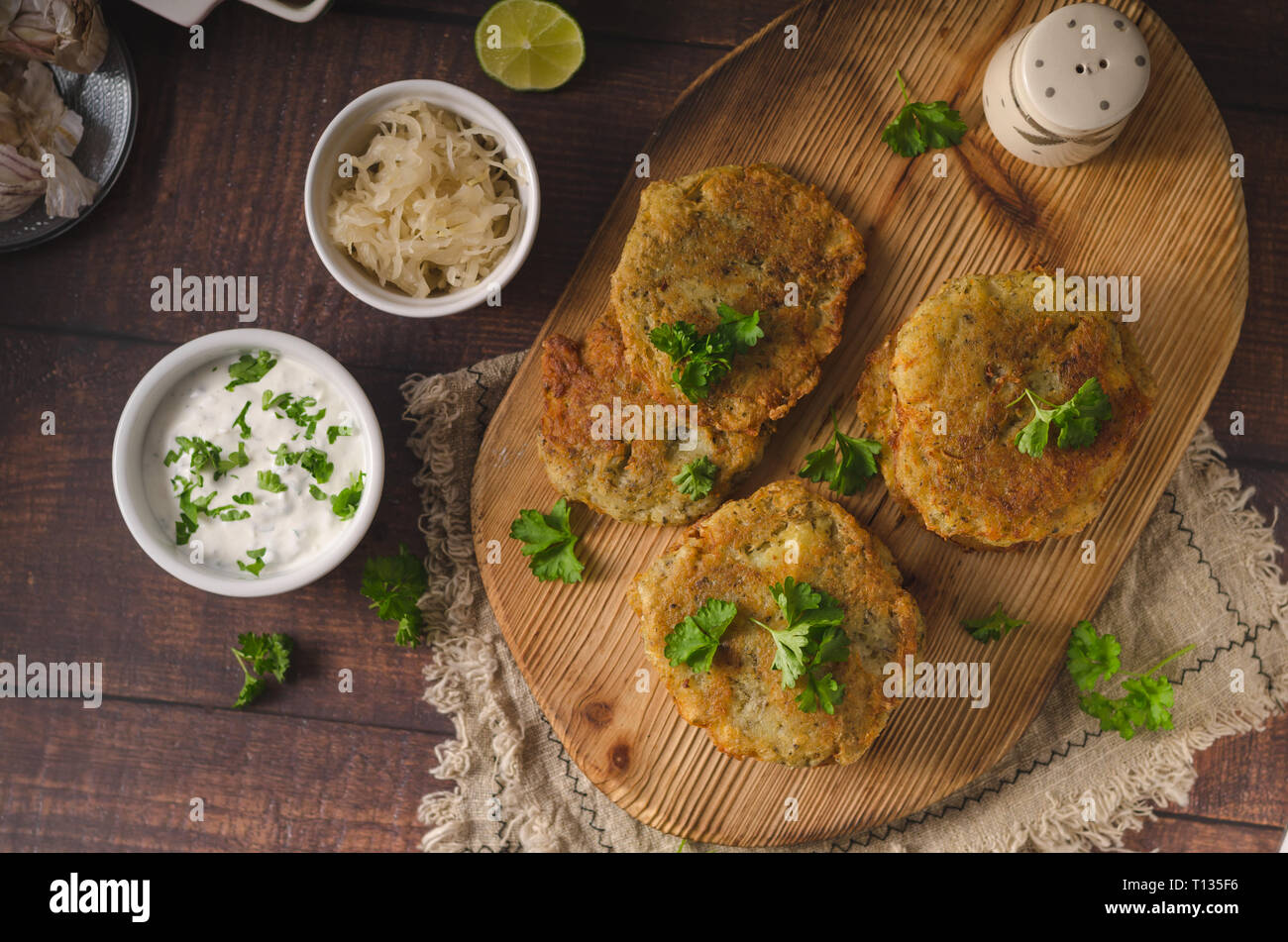 Simple cheap food with garlic mayo, fresh herbs, pickles and cabbage ...