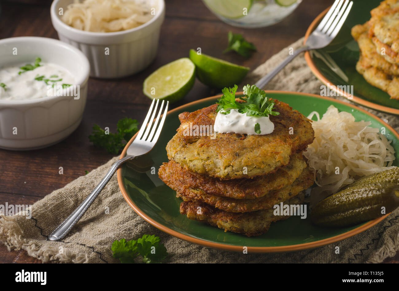 Simple cheap food with garlic mayo, fresh herbs, pickles and cabbage ...