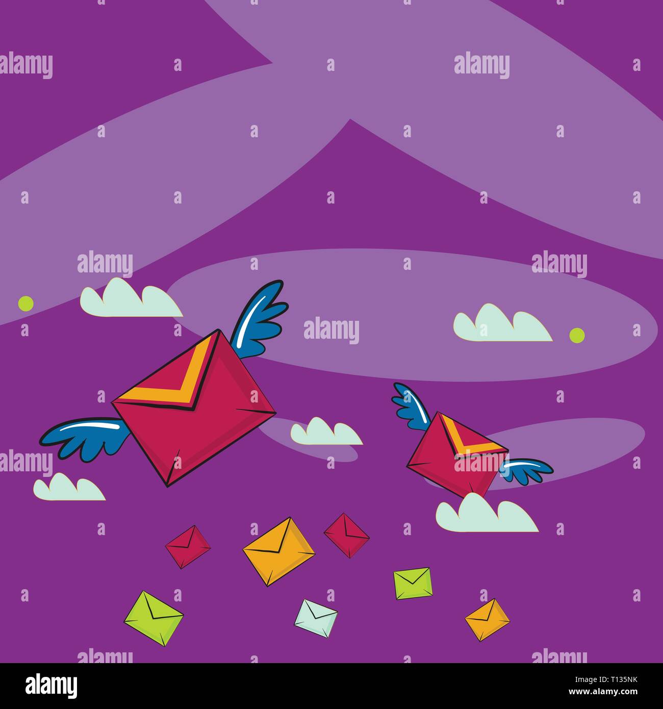 Many Colorful Airmail Flying Letter Envelopes and Two of Them with ...