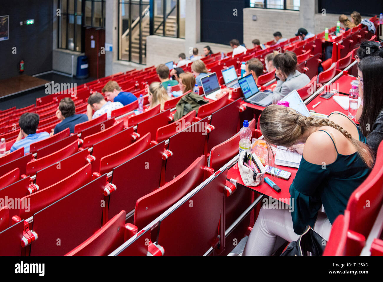 A large sloped lecture theatre classroom at a dutch university Stock ...