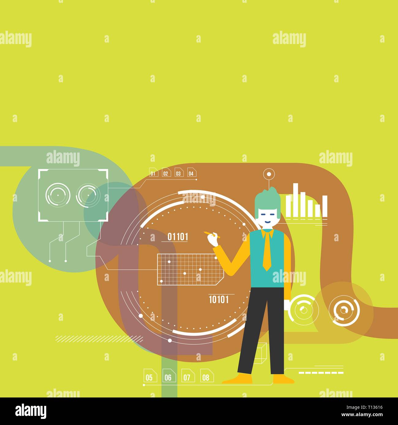 Man Standing Holding Pen Pointing to Chart Diagram with SEO Process ...