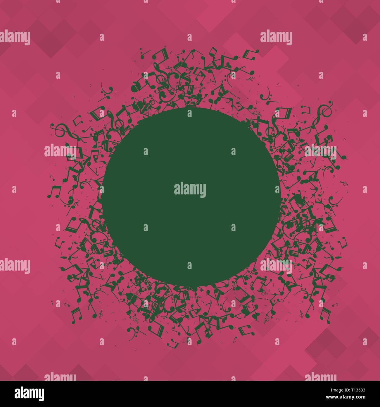 Disarrayed and Jumbled Musical Notes Icon Surrounding Blank Colorful ...