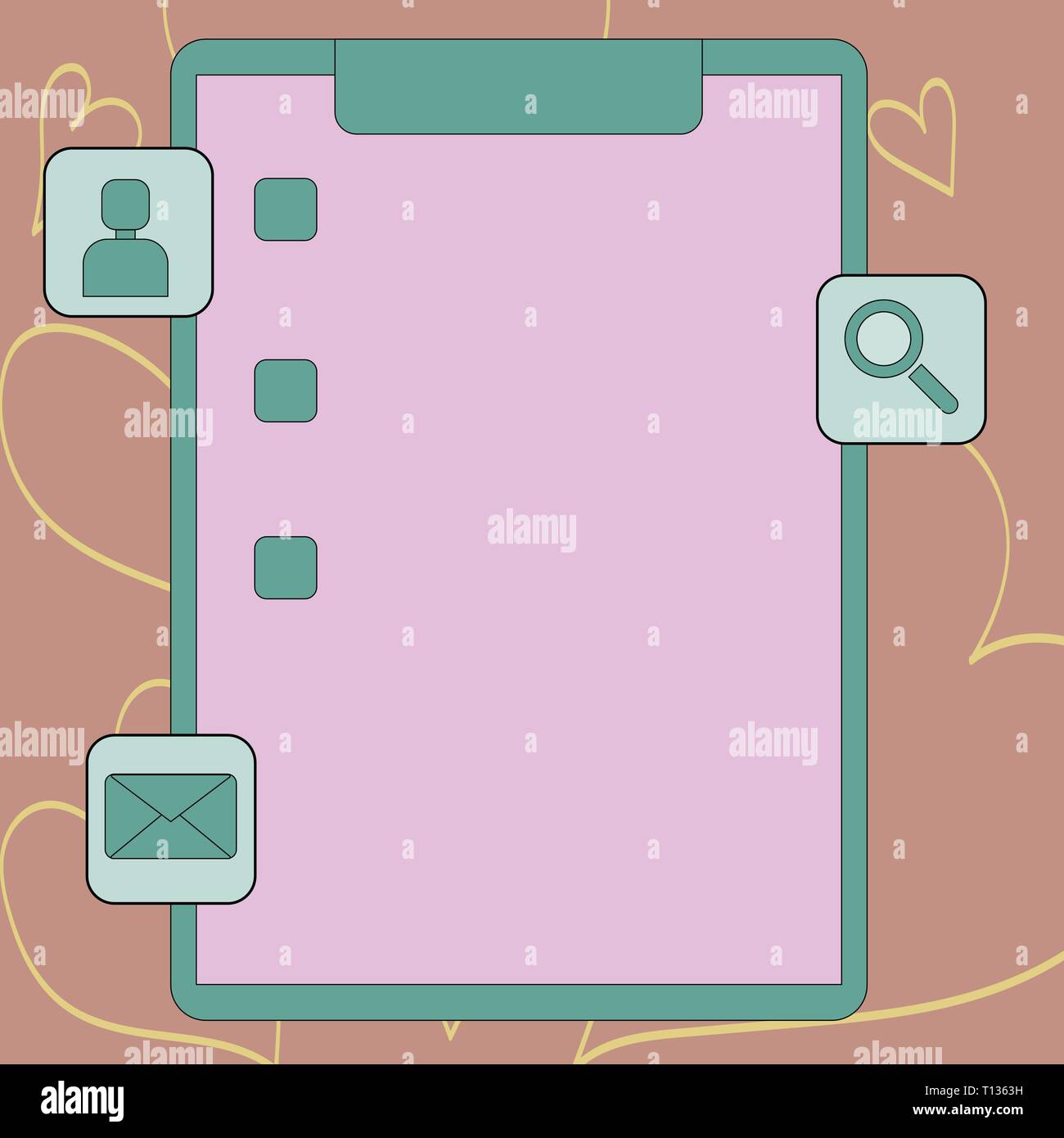 Clipboard with Tick Box and 3 Apps Icons for Assessment, Updates ...