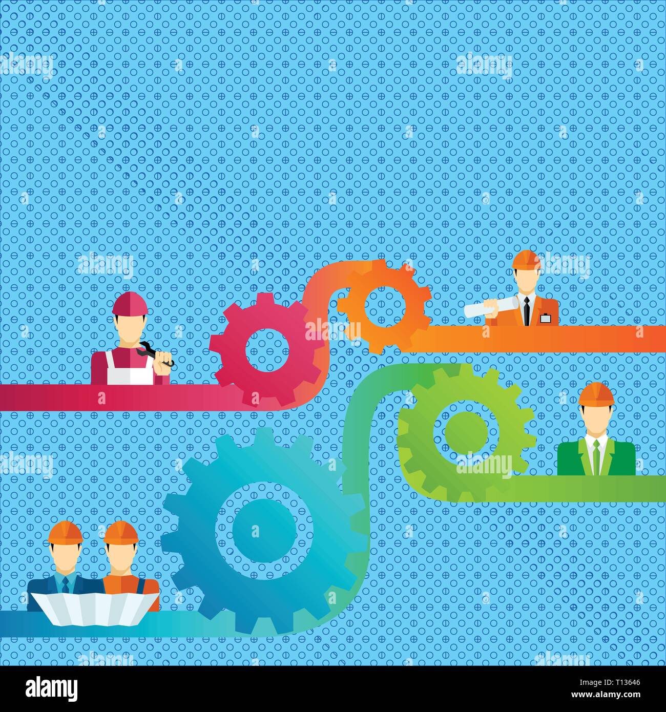 Cog Gear Setting Icon Connecting Men from Different Professional ...