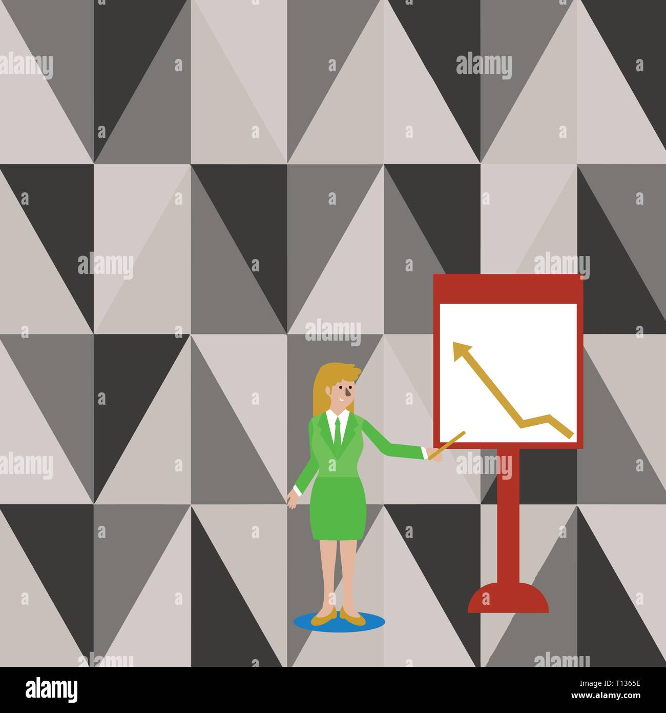 Businesswoman Holding Stick Pointing to Chart of Arrow Upward on ...